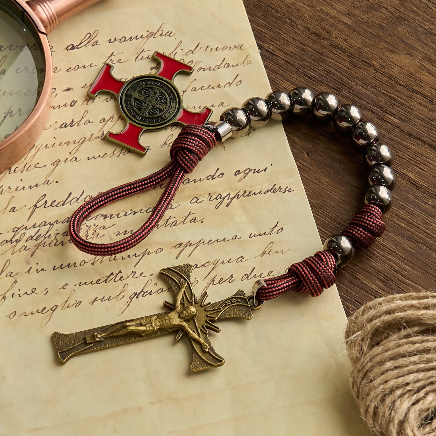 Christianartworkshop Chic Portable Pocket Rosary with Golden St. Bened ...