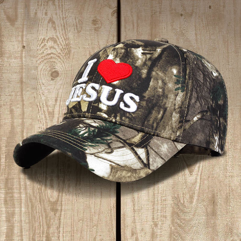 Christianartworkshop I Love Jesus Camo Outdoor Baseball Cap - Faith ...