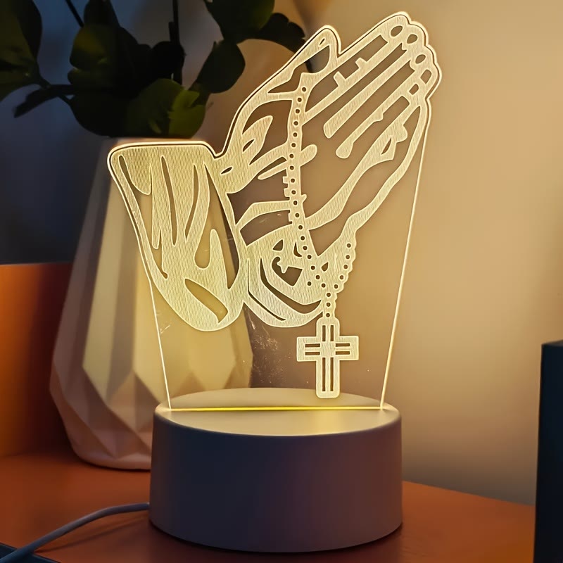 Spiritual Glow Praying Hands Night Light - Modern Religious Decor ...