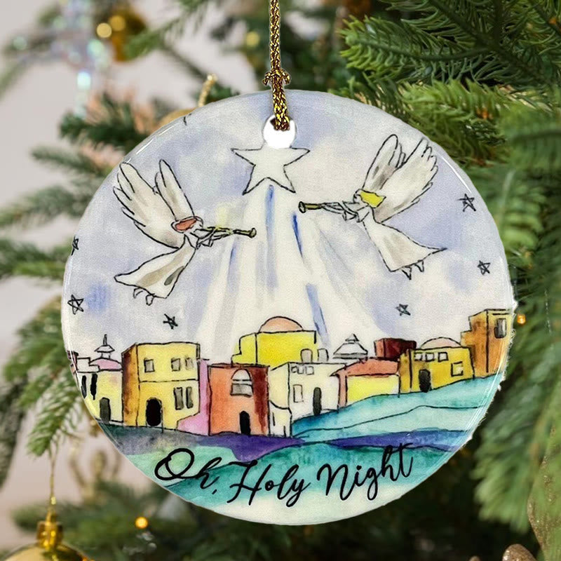 Christianartworkshop Colored Style Oh Holy Night Angels Star Christmas ...