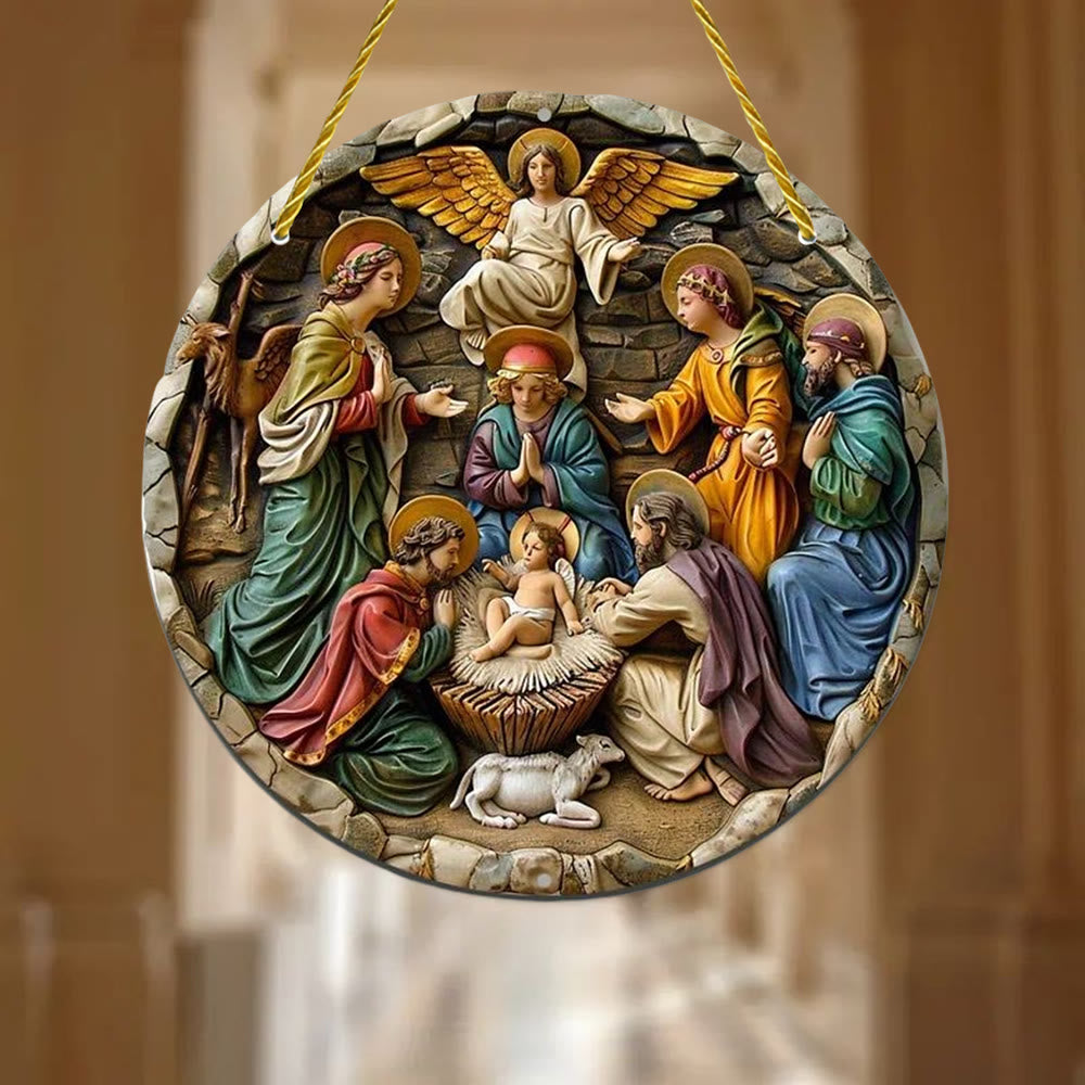 Christianartworkshop Vintage Nativity Angels Sculpture Hanging Ornament ...