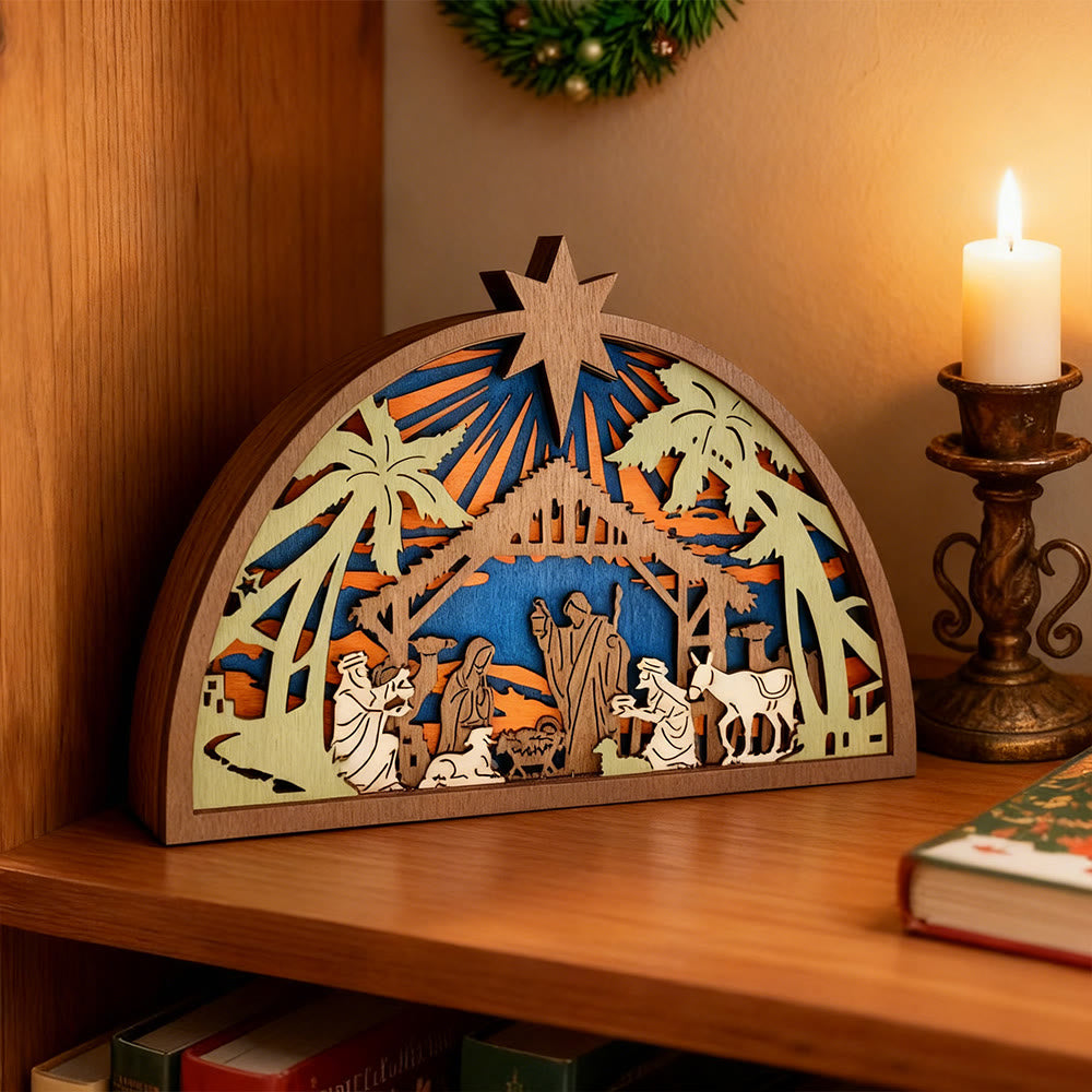 Christianartworkshop Layered Wooden Nativity Ornament – Colorful ...